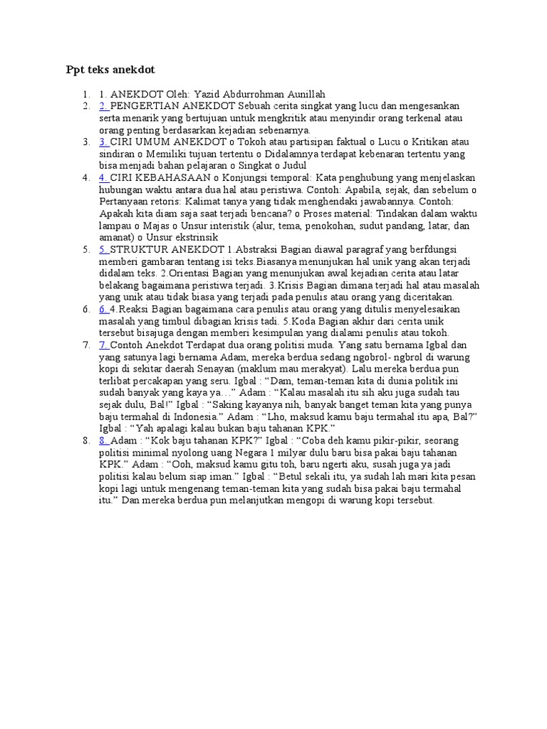 Teks Anekdot | PDF | Fiksi Umum