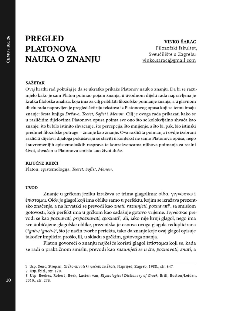 PLATON Nauka o Znanju | PDF