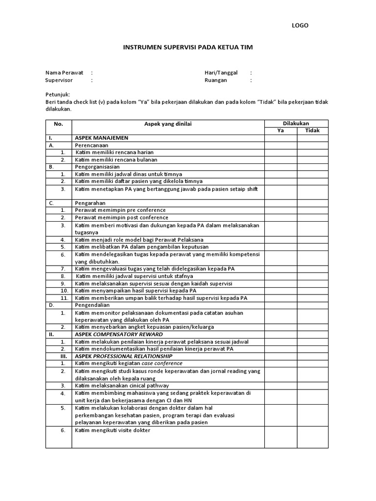 Instrumen Supervisi Katim | PDF | Karier & Perkembangan