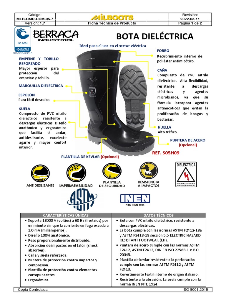 Bota Dieléctricas de Caucho Berraca Dielectrica | PDF | Materiales | Naturaleza