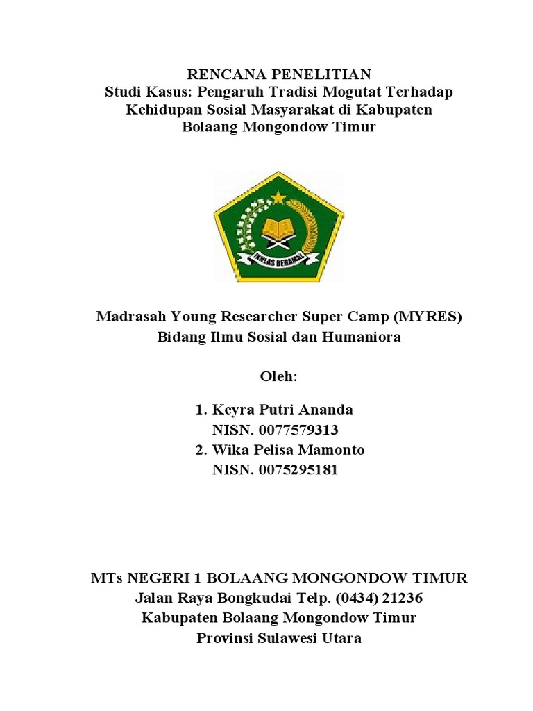 Proposal Myres-Sosial-Mtsn 1 Boltim | PDF