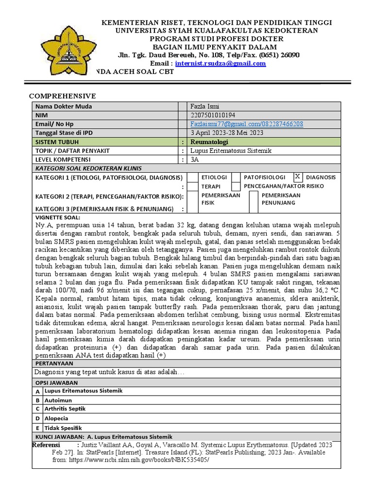 Diagnosis dan Terapi Lupus SLE | PDF