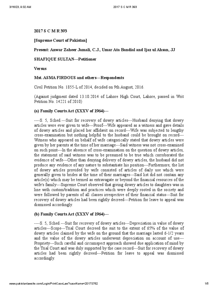 2017 S C M R 393 | PDF | Lawsuit | Judgment (Law)