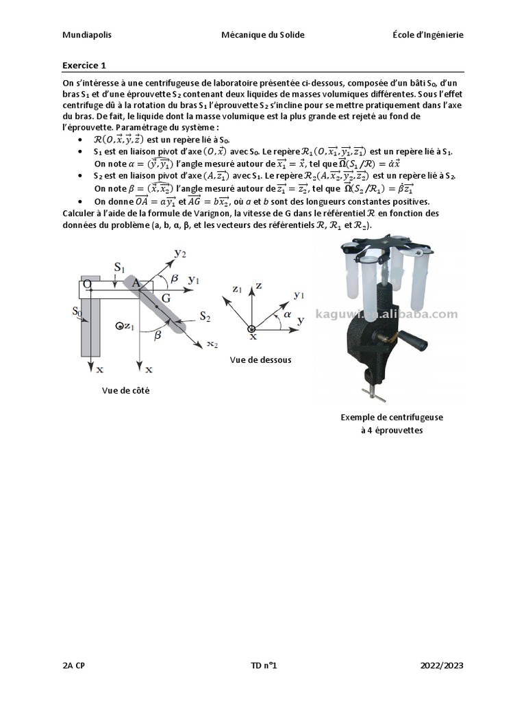 Exercice 1 | PDF | Rotation | Moment d'une force