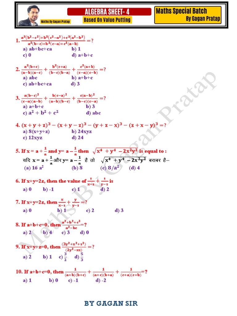 Algebra Problem Set | PDF