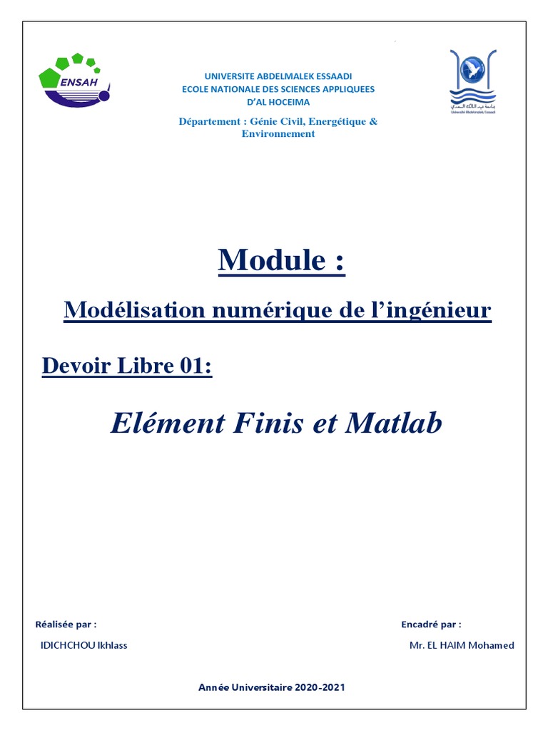 Devoir Libre de Modélisation Numérique | PDF