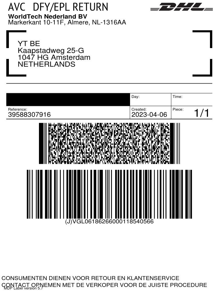 Returnlabel 39588307916 | PDF