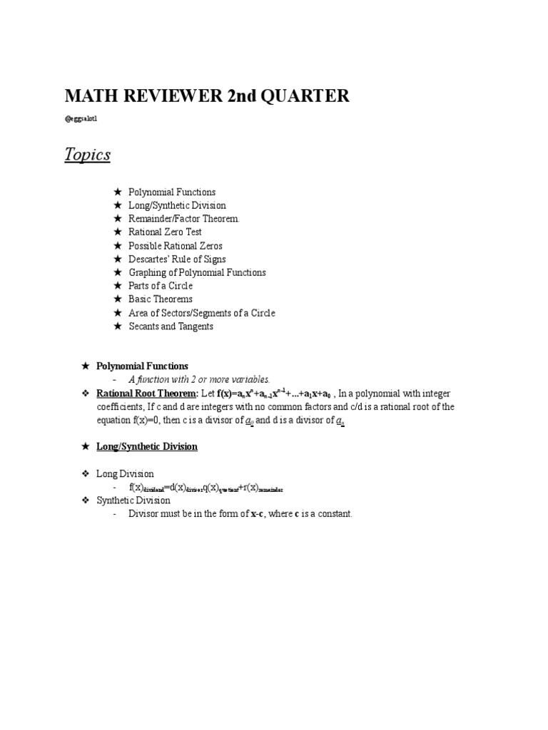 Circles - Polynomial Functions | PDF | Factorization | Polynomial