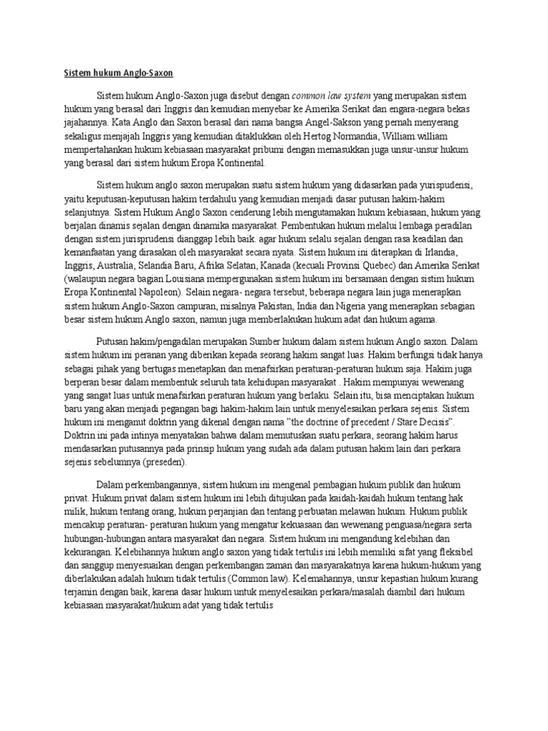 Sistem Hukum Anglo Saxon Pdf 