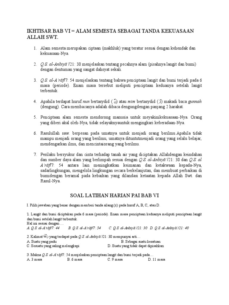 Ikhtisar Dan Soal Latihan Pai Vii Genap | PDF | Kajian Bahasa Asing