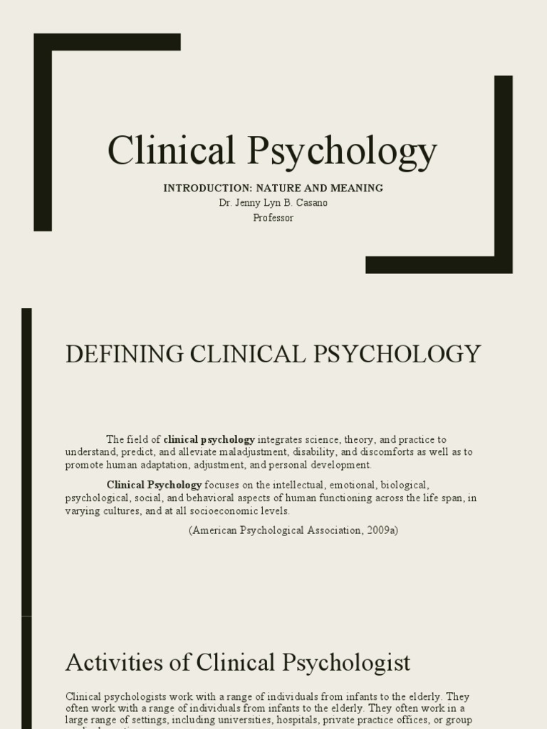 Clinical Psychology 1 | PDF | Clinical Psychology | Psychology
