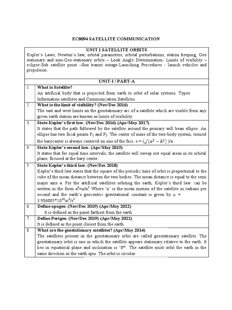 EC8094 SATELLITE COMMUNICATION Question Bank Updated | PDF | Channel ...