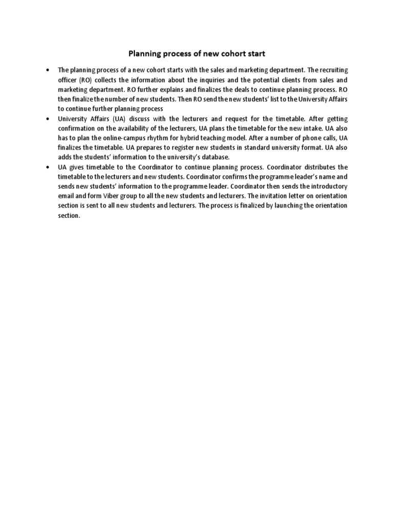 Scenario - Starting A New Cohort (Scenario ONLY) | PDF Scenario - Starting A New Cohort (Scenario ONLY) | PDF