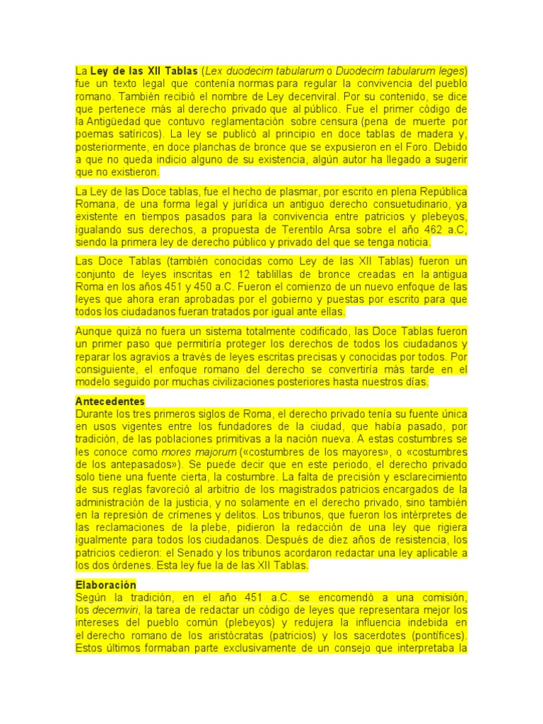 Ley de Las 12 Tablas, Tabla XI | PDF | Roma antigua | Europa antigua
