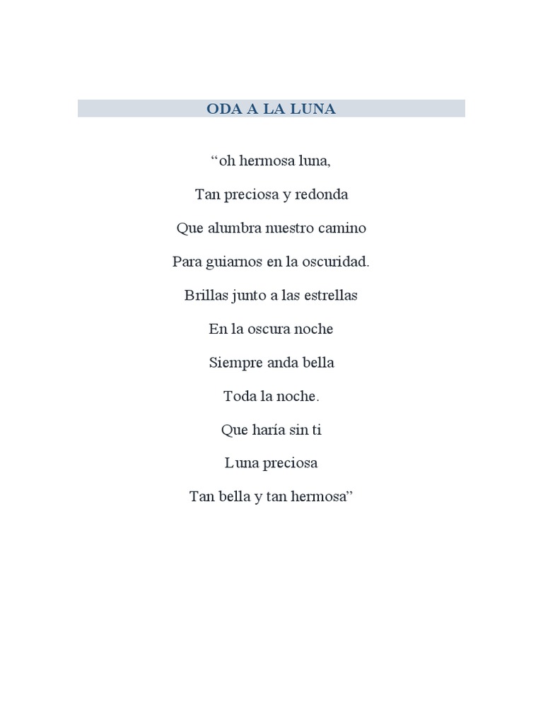 Oda a la Luna: Poema Corto y Bello | PDF