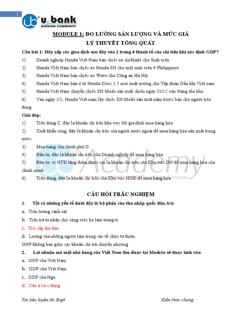 (ub.net) Module 1 - BTVN - Dap an KTC 2021 cập nhật ngày 07 - 08 - 21 | PDF