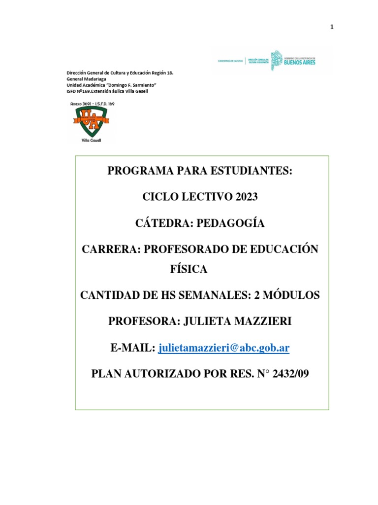 Programa 2023 | PDF | Enseñando | Maestros