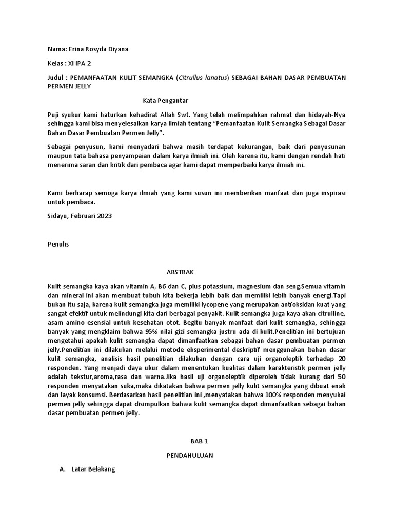 Permen Jelly dari Kulit Semangka | PDF