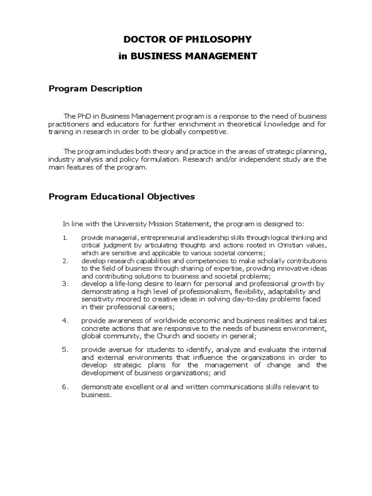 PhD in Business Management | PDF