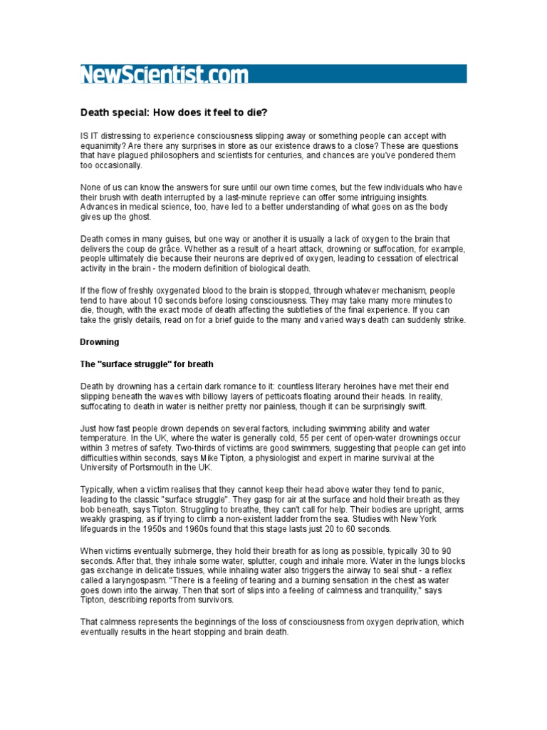 Death Special: How Does It Feel To Die?: Drowning The "Surface Struggle ...
