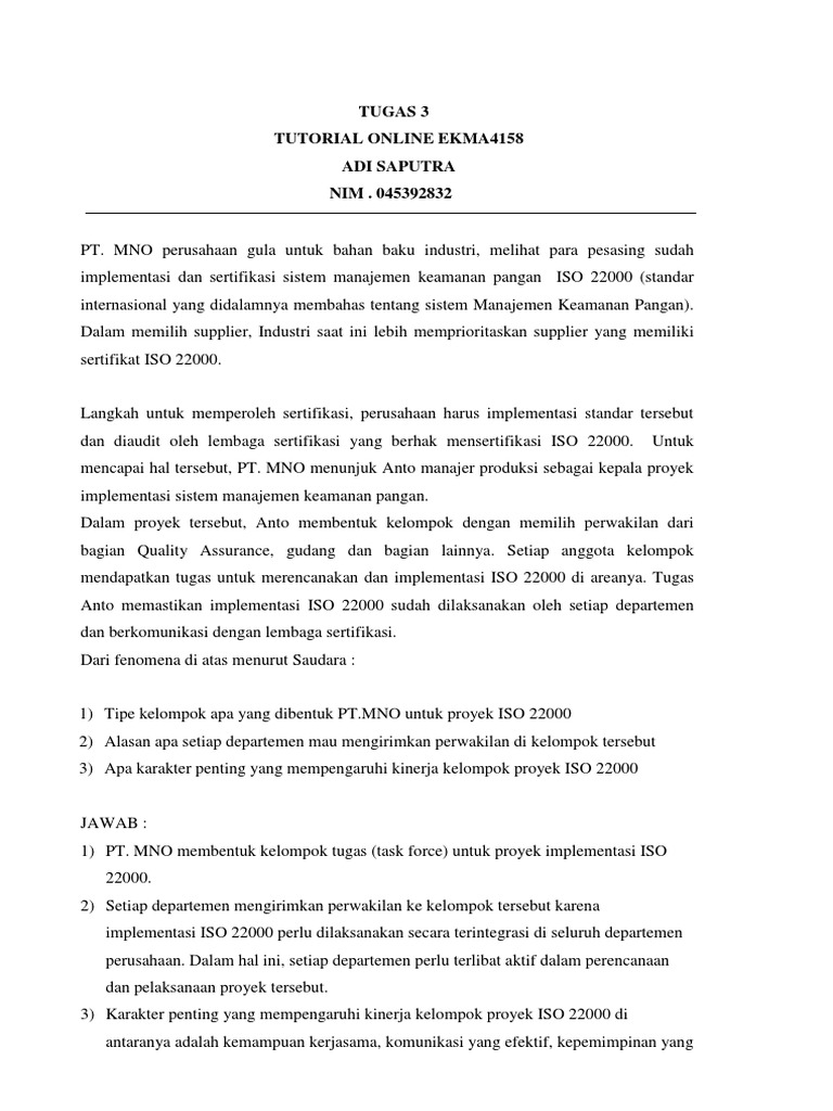 Tugas 3 Perilaku Organisasi | PDF | Pengelolaan Keuangan & Uang