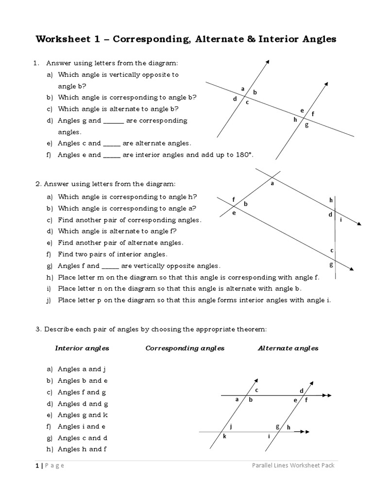 Parallel Lines Worksheets Pack | PDF