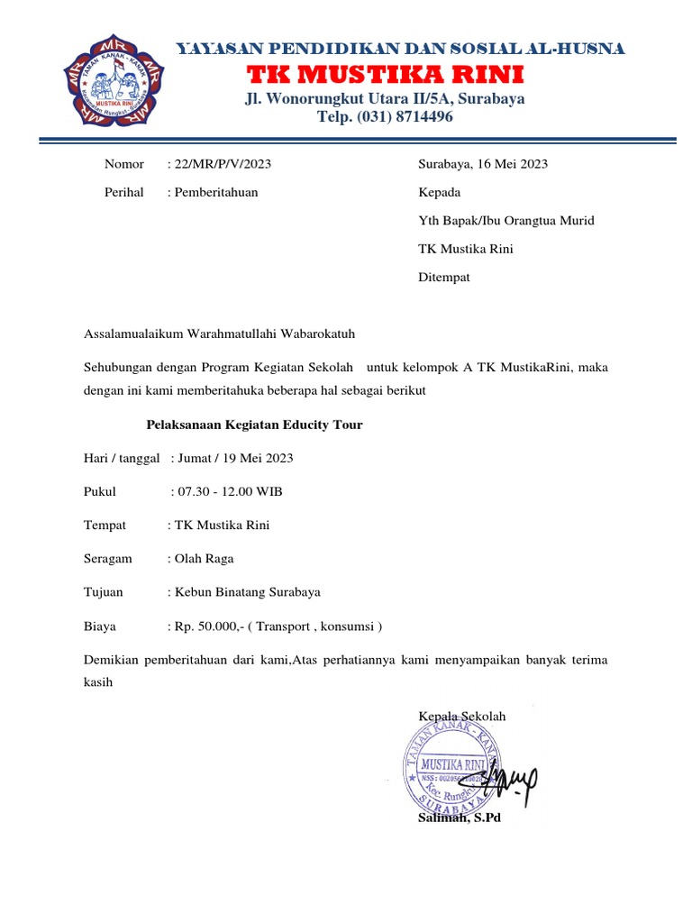 Surat Pem Keg B Mei | PDF