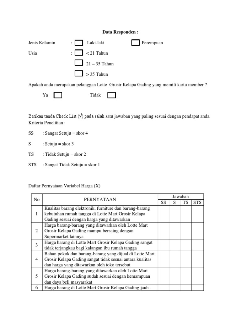 Kuisioner Skripsi | PDF