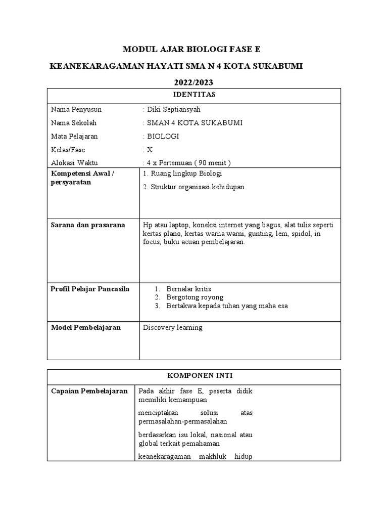 MODUL AJAR - DIKI SEPTIANSYAH Reg 4A | PDF