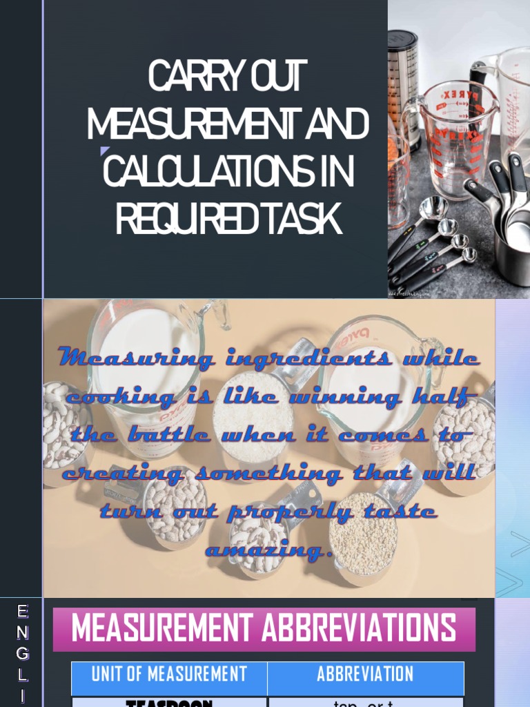 Carry Out Measurement and Calculations in Required Task | PDF