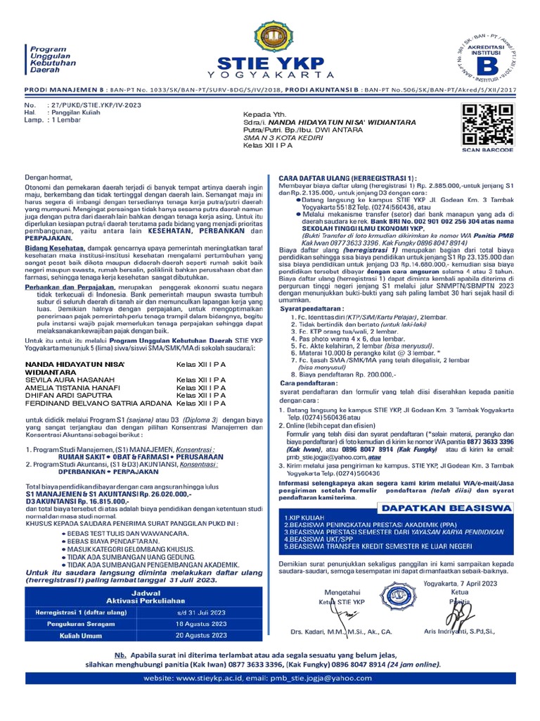 Nanda Hidayatun Nisa' Widiantara Penerima Pukd Stie Ykp Yogyakarta | PDF