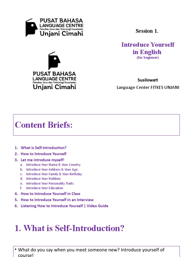 Session 1 INTRODUCING YOURSELF | PDF | Job Interview | Communication