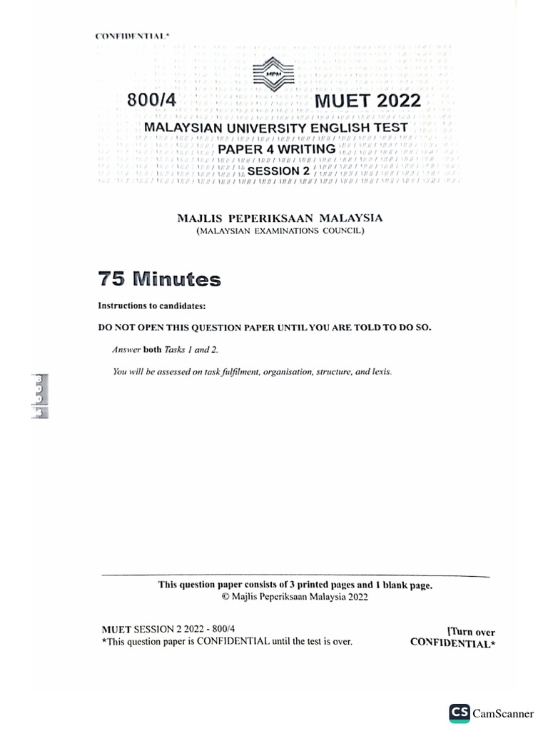 MUET Writing S2 2022 | PDF