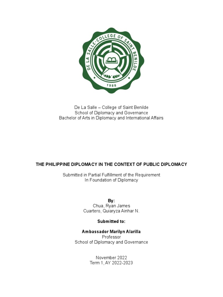 Oldi1 - The Philippine Diplomacy in The Context of Public Diplomacy - Chua and Cuartero | PDF ...