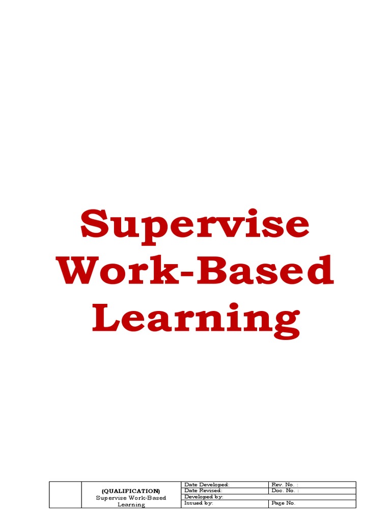 Supervise Work Base Templates | PDF | Learning | Vocational Education