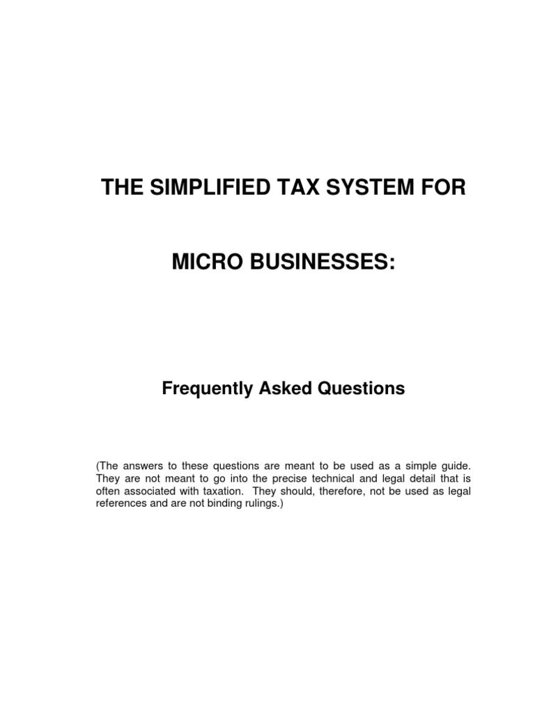 Simplified Tax System for Micro Businesses | PDF | Income Tax In The ...