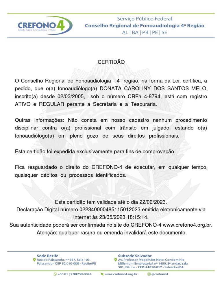 Certidao Nada Consta | PDF