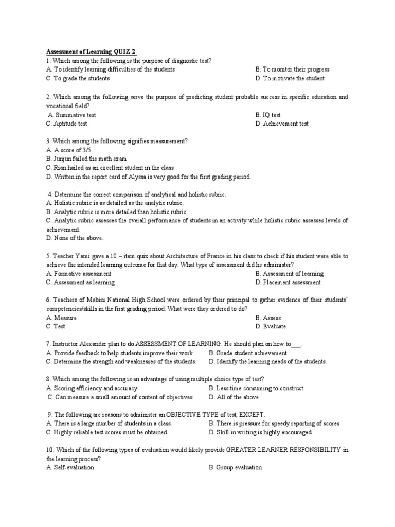 EDUC3 Quiz 3 | PDF