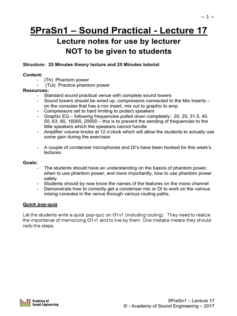 5PraSn1 - Lecture 17 - Phantom Power | Download Free PDF | Electrical Components | Computer ...
