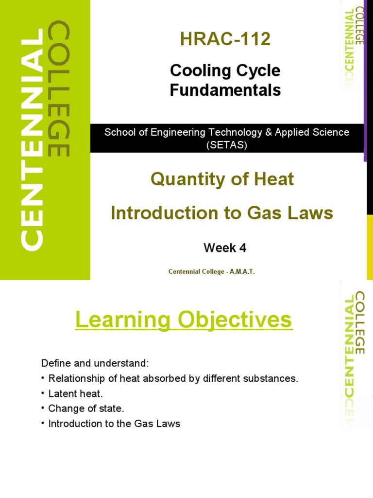 HRAC 112 Lecture Week 4 Quantity of Heat | PDF