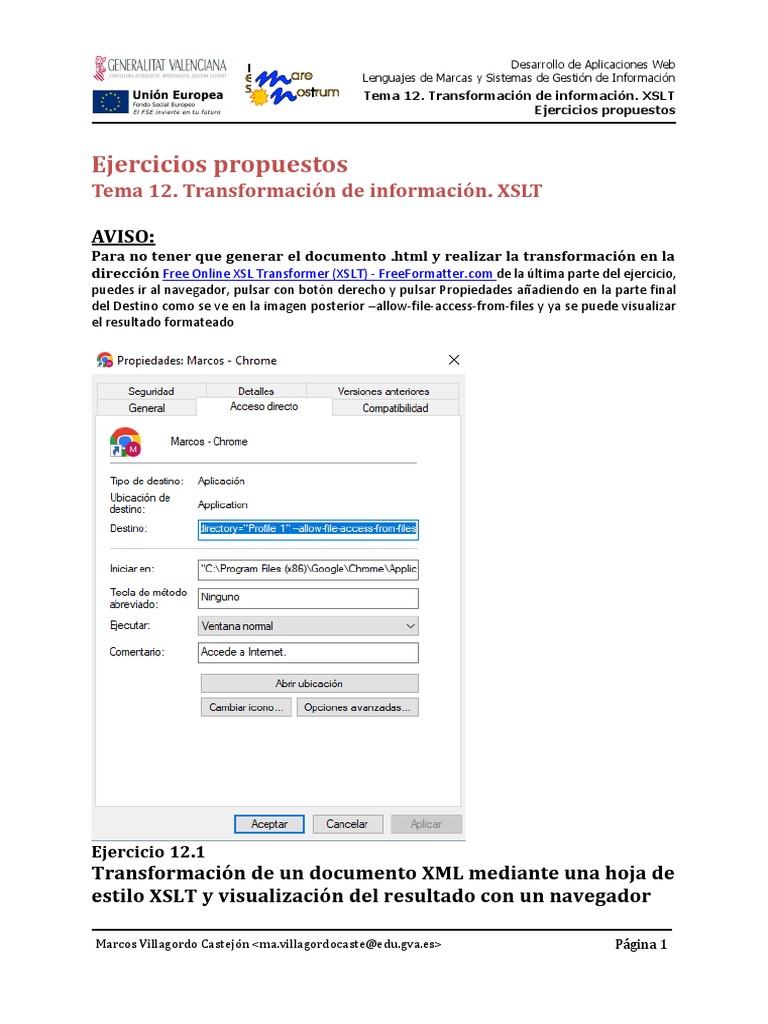 Ejercicios Tema 12 | PDF | Xml | HTML