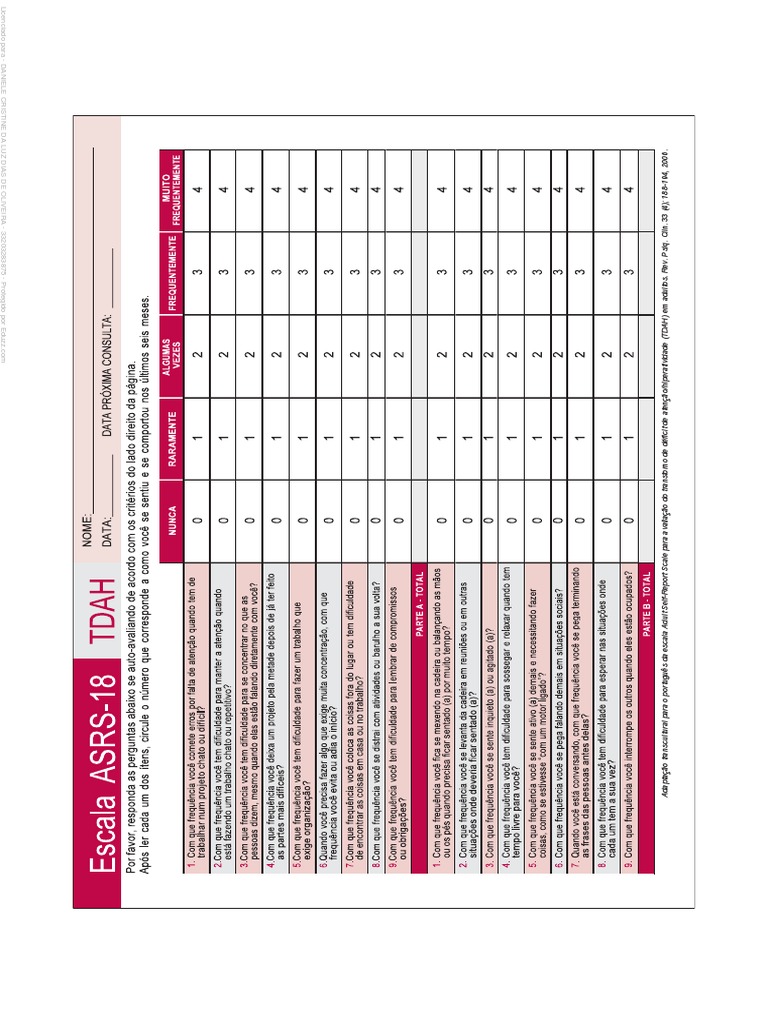 Escala Adulto Asrs 18 Colorida | PDF