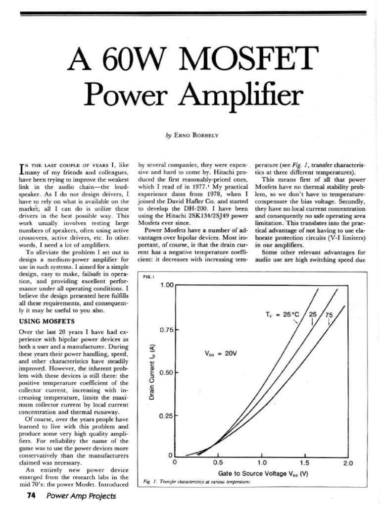 DIY A 60W Mosfet Power Amplifier | PDF