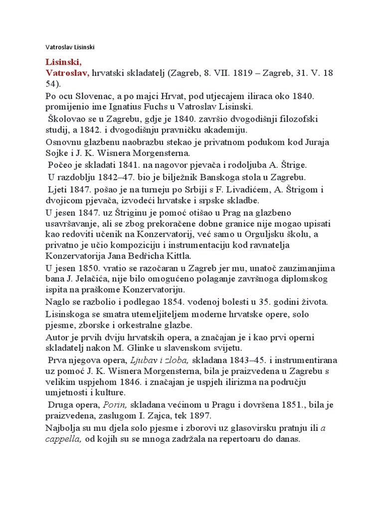 Vatroslav Lisinski | PDF