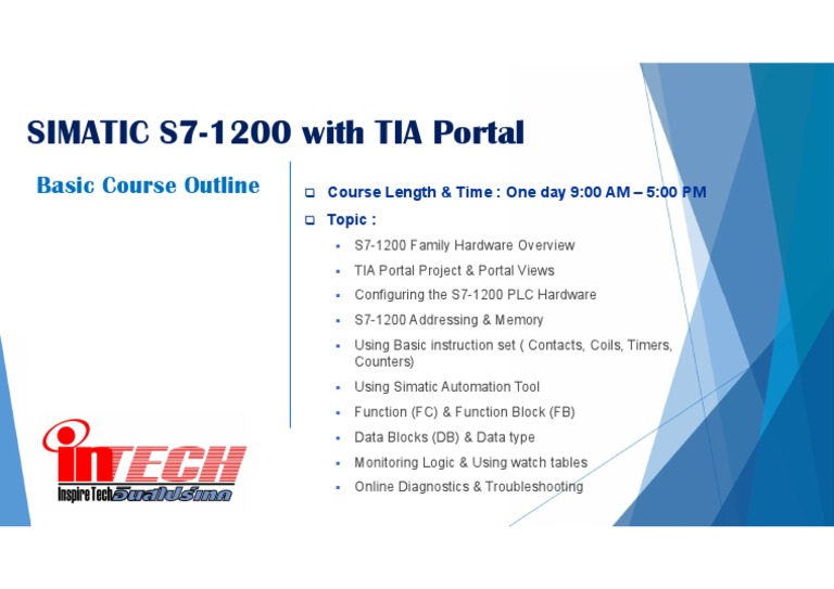 Siemens S7 1200 Training Outline Pdf