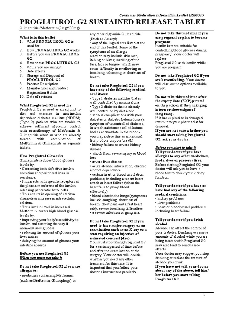 Proglutrol G2 (Glimepiride, Metformin) - Healol-17Mac2014-Eng | PDF ...