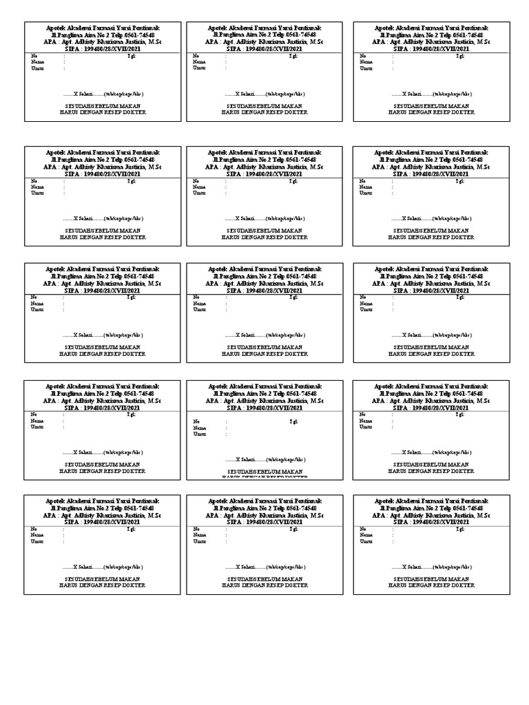 ETIKET OBAT DALAM | PDF