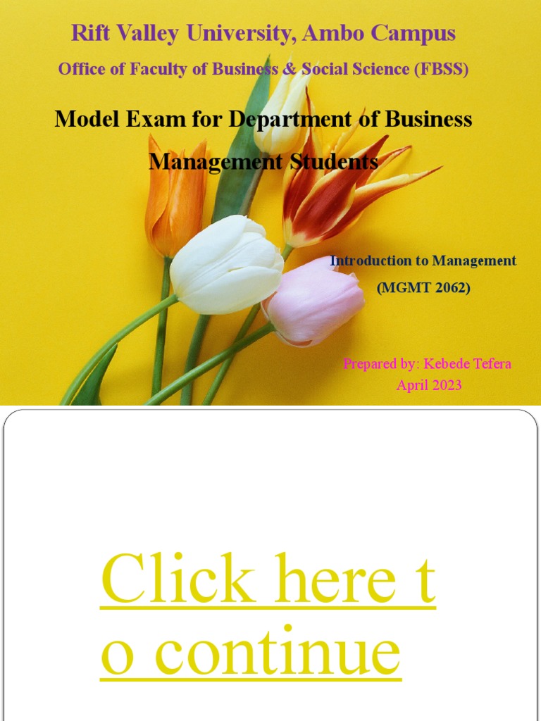 Rift Valley University, Ambo Campus: Model Exam For Department of ...