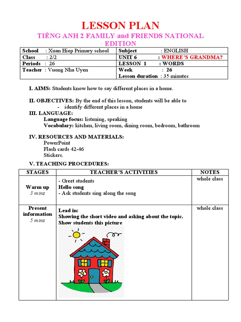 LESSON PLAN-unit6-grade2 | PDF | Flashcard | Lesson Plan