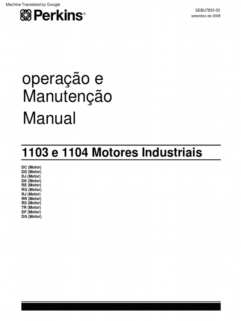 Manual Geradores PERKINS 1103A-33TG1 | PDF | Motores | Pressão